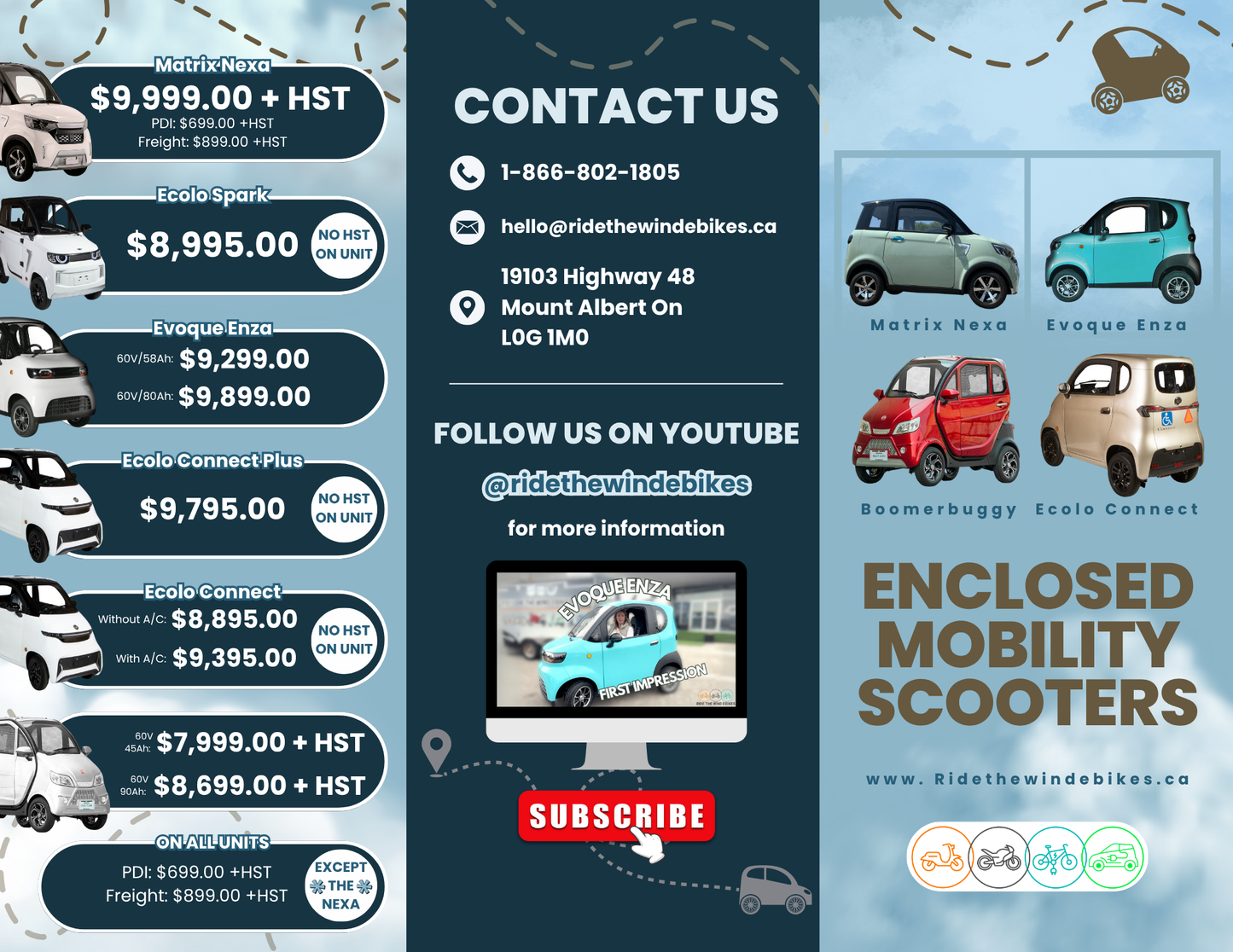 Ecolo ET4 Spark 4 Wheel Enclosed Mobility Scooter – Ride the Wind Ebikes